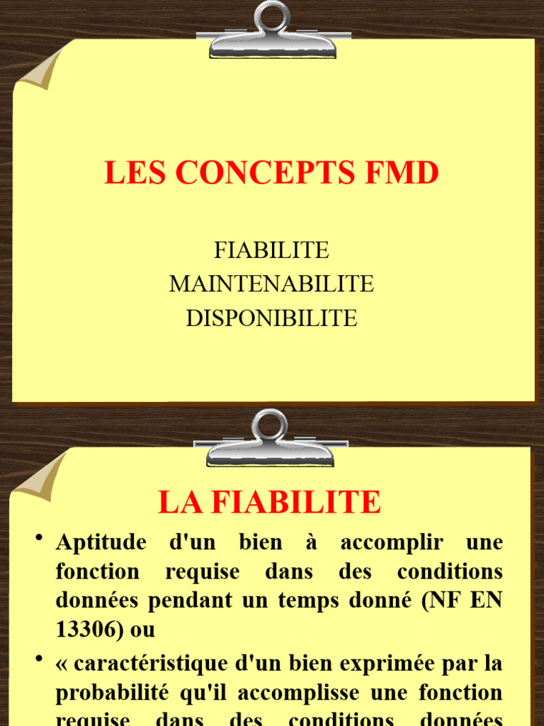 Concepts FMD : Fiabilité et Disponibilité | PDF | Ingénierie de ...