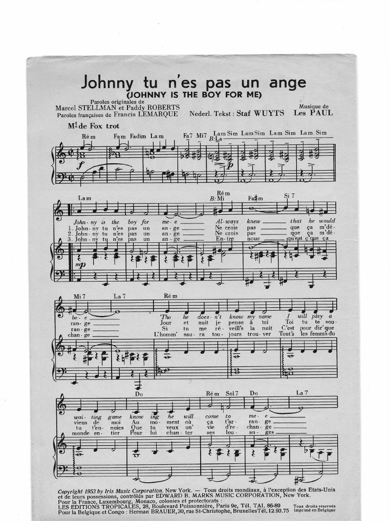Johnny Tu Nes Pas Un Ange | PDF