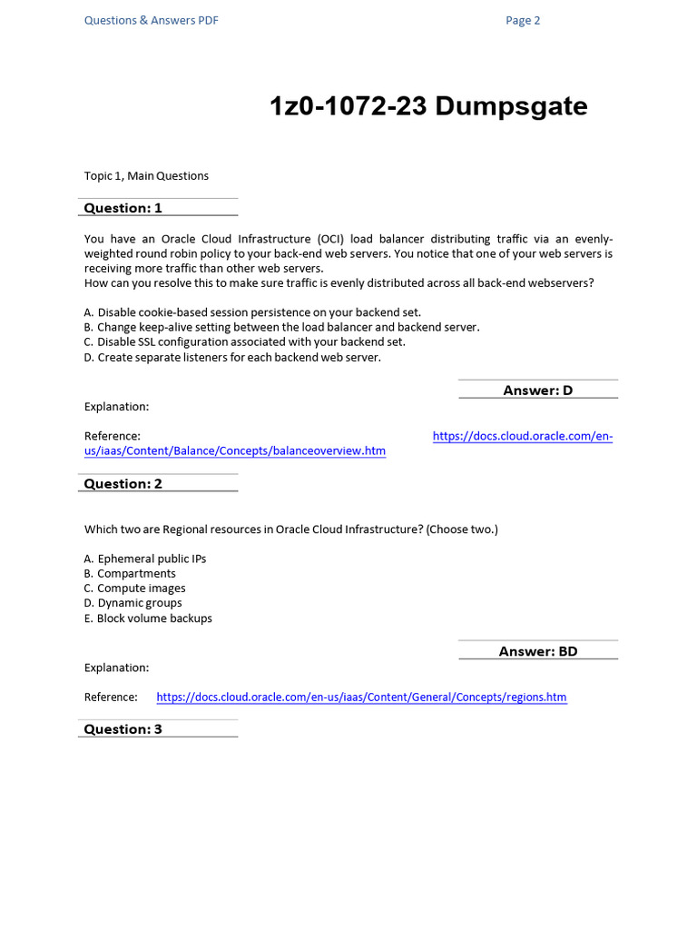 1Z0 1072 23 Demo | PDF | Cloud Computing | Networking