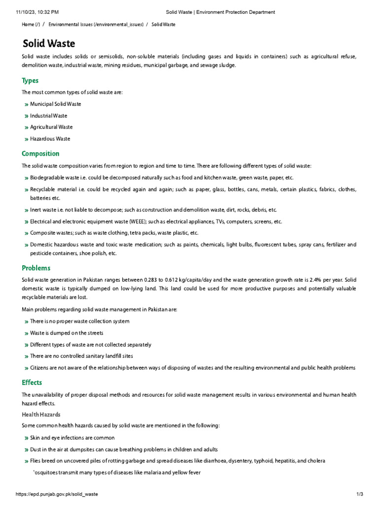 Solid Waste - Environment Protection Department | PDF | Waste ...