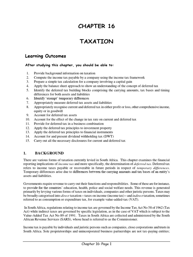 Chapter 16 Taxation 2018 PDF | PDF | Deferred Tax | Taxes