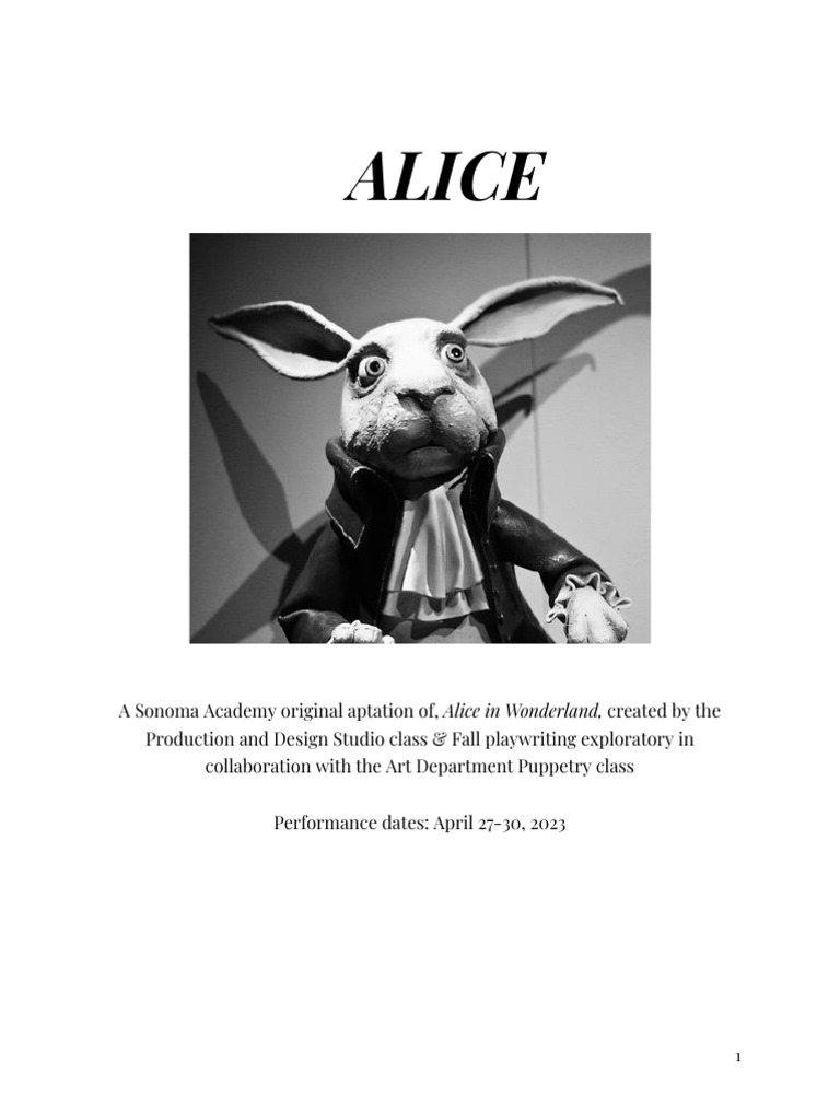 ALICE Working Production Script | PDF | Alice (Alice's Adventures In ...