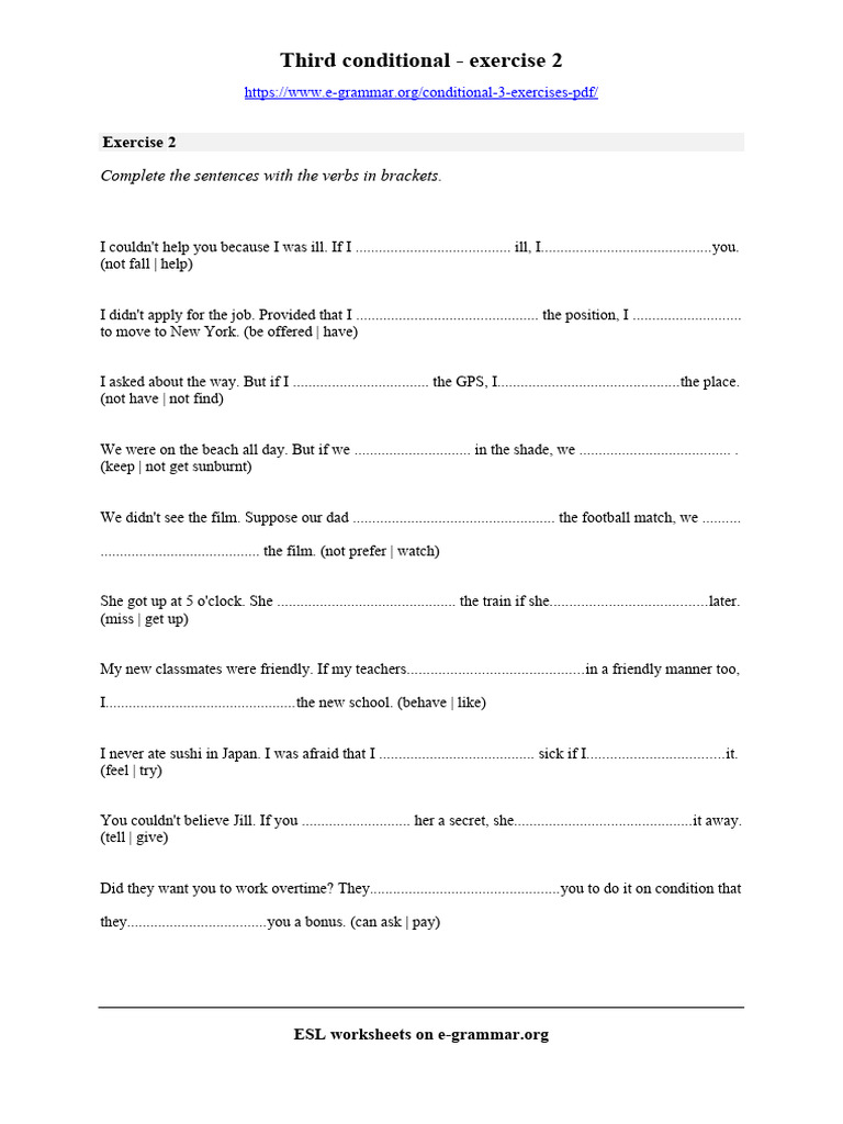 ESL Third Conditional Practice | PDF