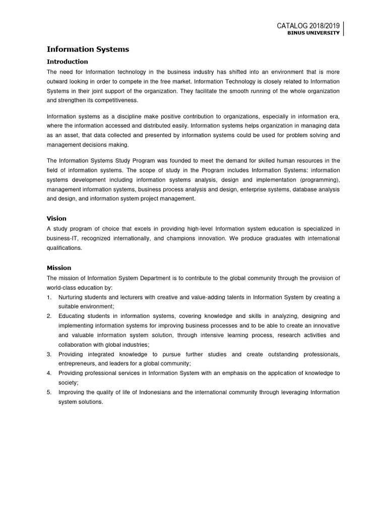 Information Systems Program Overview | PDF | Information System ...