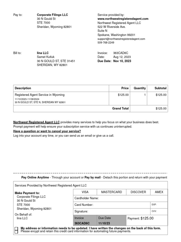 Invoice - Lina LLC 2023-08-12 | PDF | Financial Services | Money