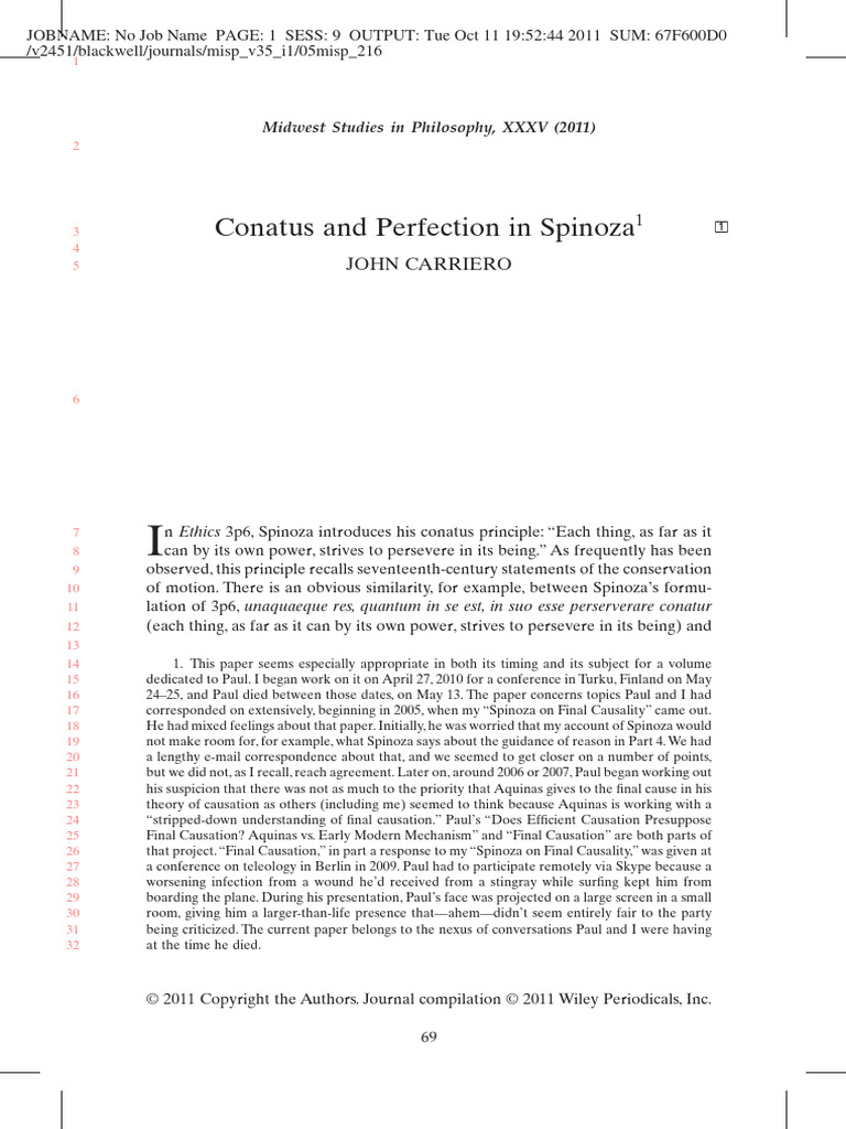 Conatus | PDF | Mind | Baruch Spinoza