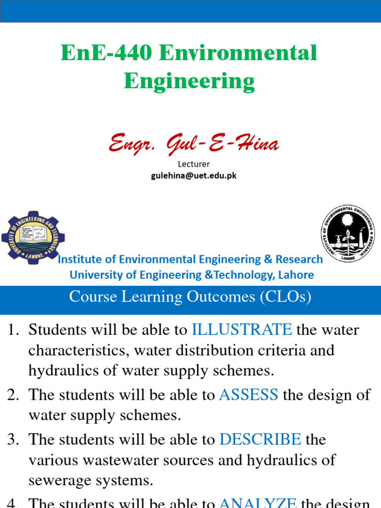 Environmental Engineering Course Guide | PDF | Sewage Treatment | Ozone Depletion