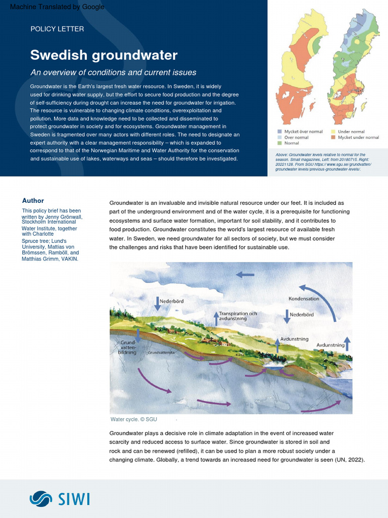 Groundwater Management in Sweden | PDF | Groundwater | Water