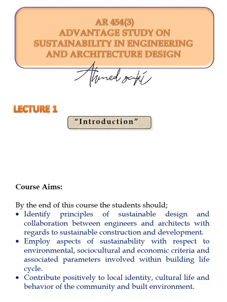 Lecture 1 - Introduction | PDF | Sustainability | Sustainable Development