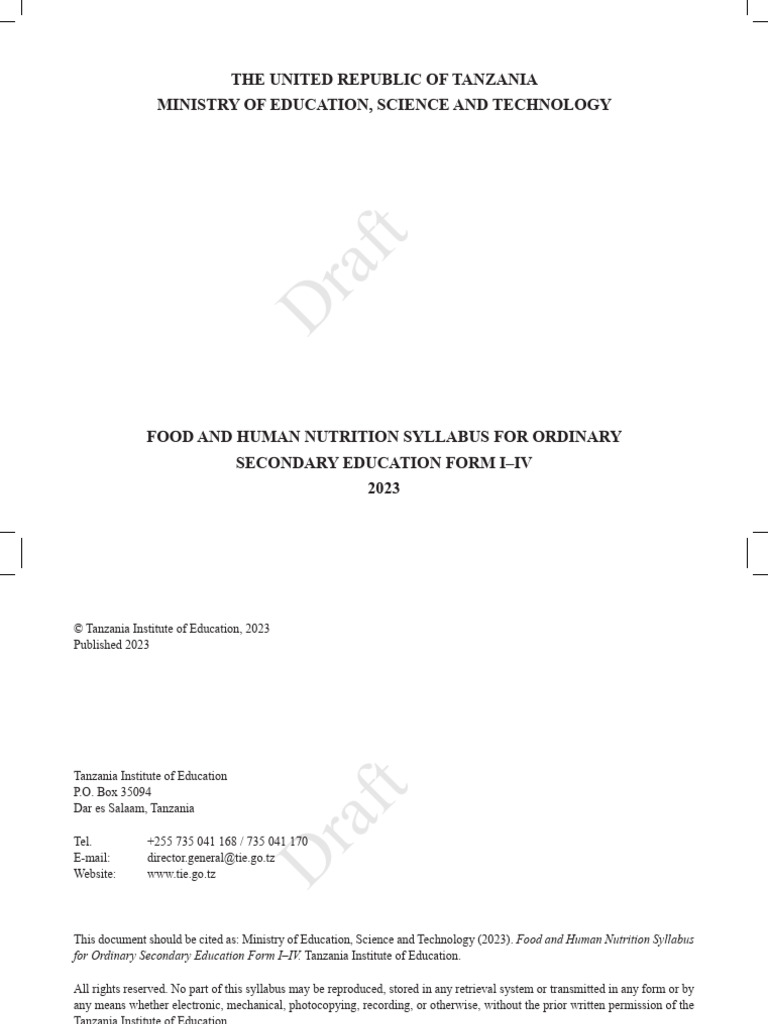 Food and Human Nutrition Syllabus 2023 | PDF | Educational Assessment ...