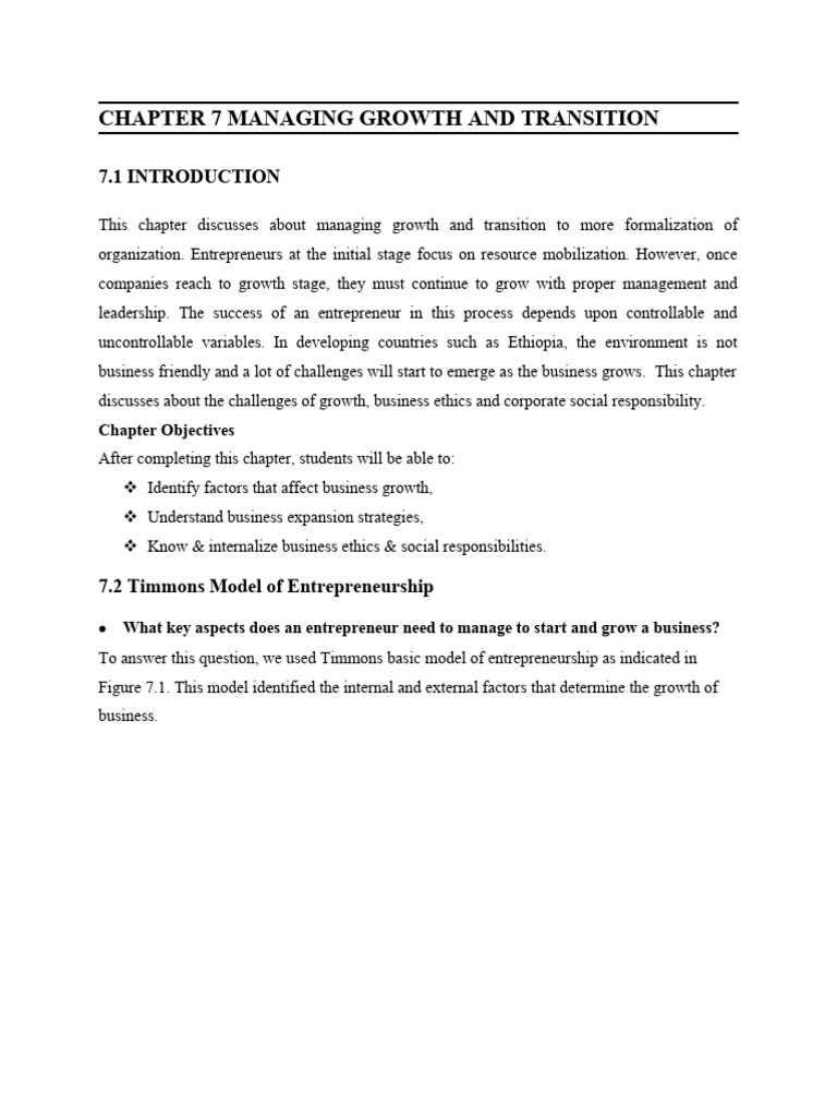 Chapter 7 Managing Growth and Transition | PDF | Entrepreneurship ...