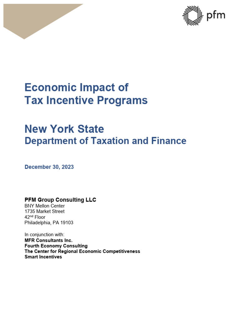 Economic Impact of Tax Incentive Programs New York State Department of ...