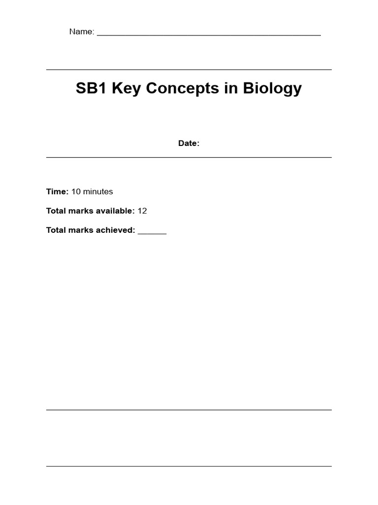 SB1 Exam Questions | PDF | Cell (Biology) | Bacteria