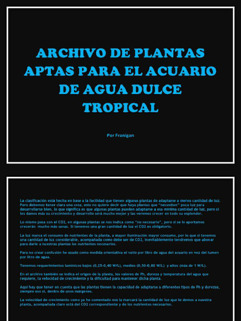 Fichas de Plantas Aptas para Acuarios | PDF