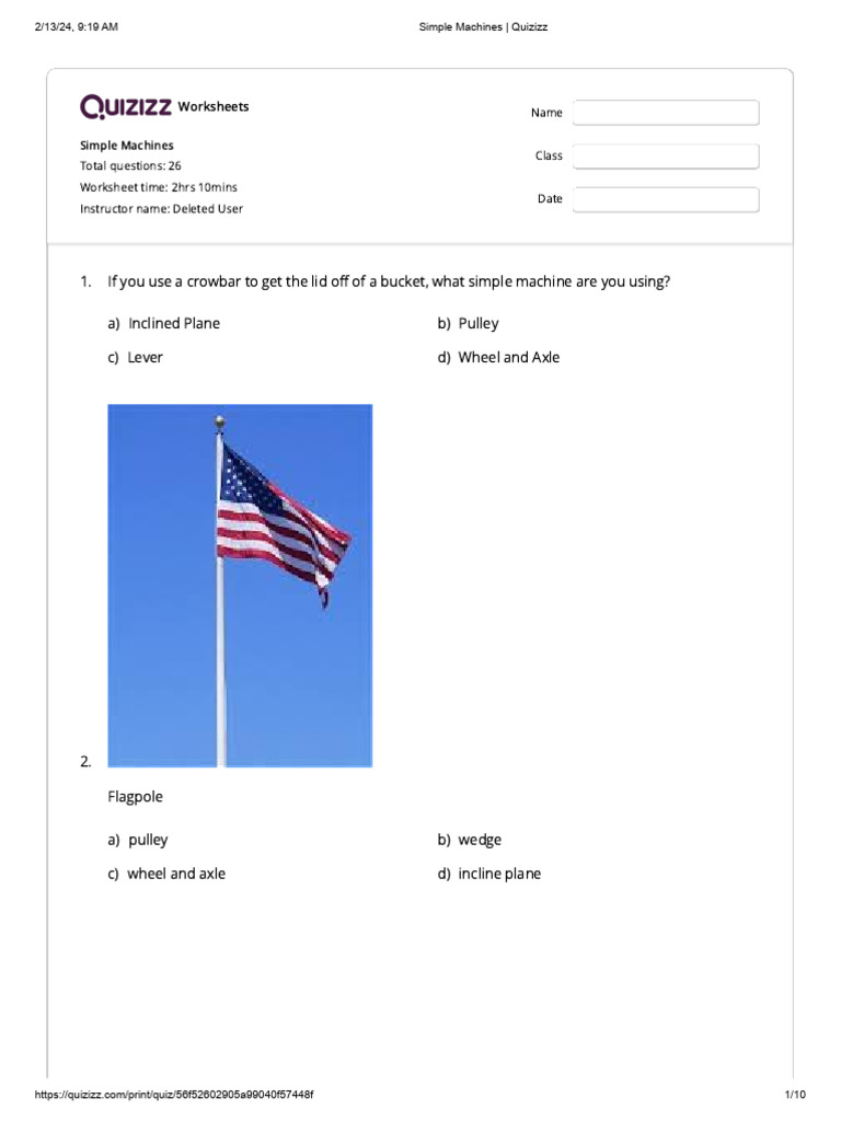Simple Machines - Quizizz | PDF | Machines | Mechanical Engineering
