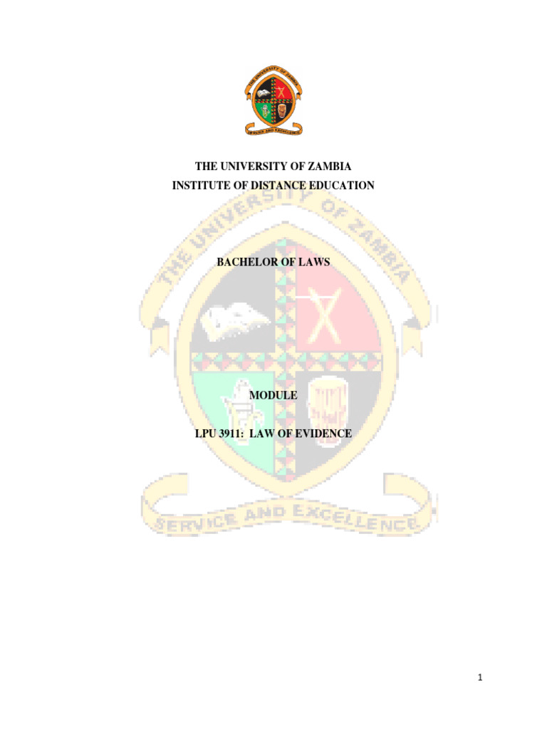 Law of Evidence Module | PDF | Evidence (Law) | Burden Of Proof (Law)