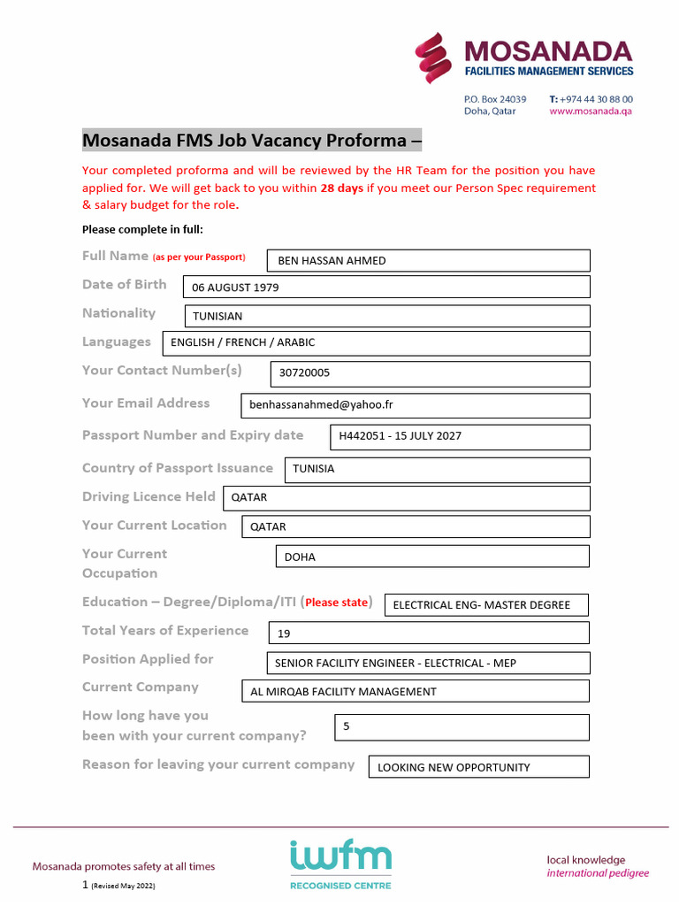 Mosanada FMS Job Application Guide | PDF | Qatar