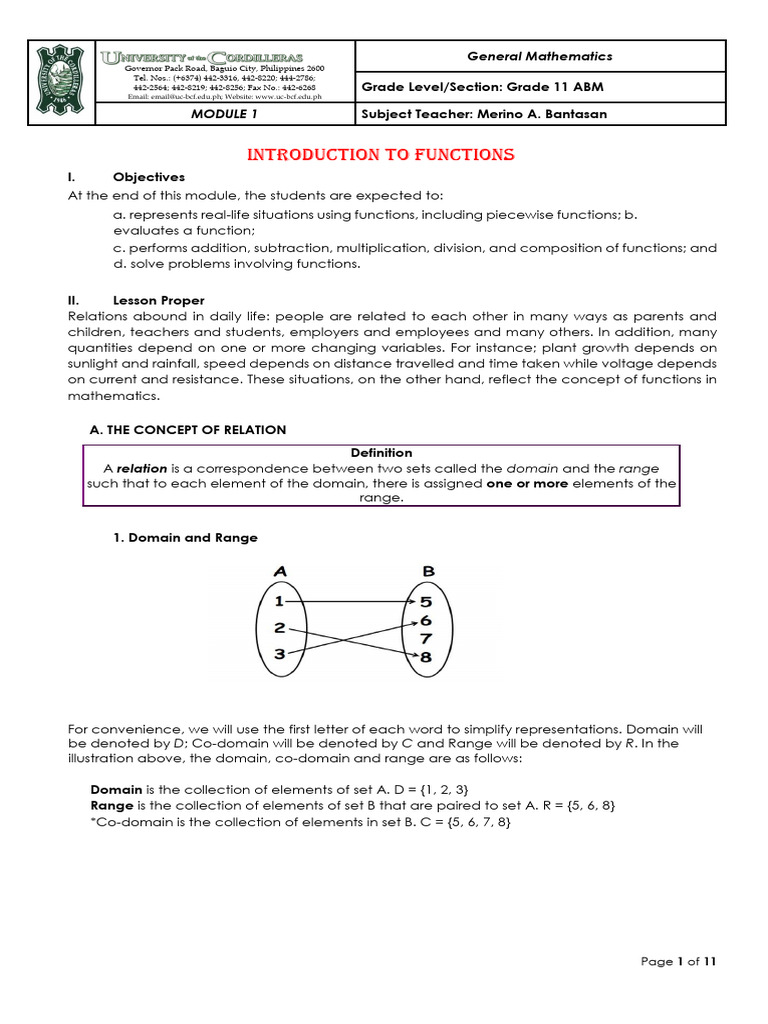 Module 1 | PDF | Function (Mathematics) | Mathematical Relations