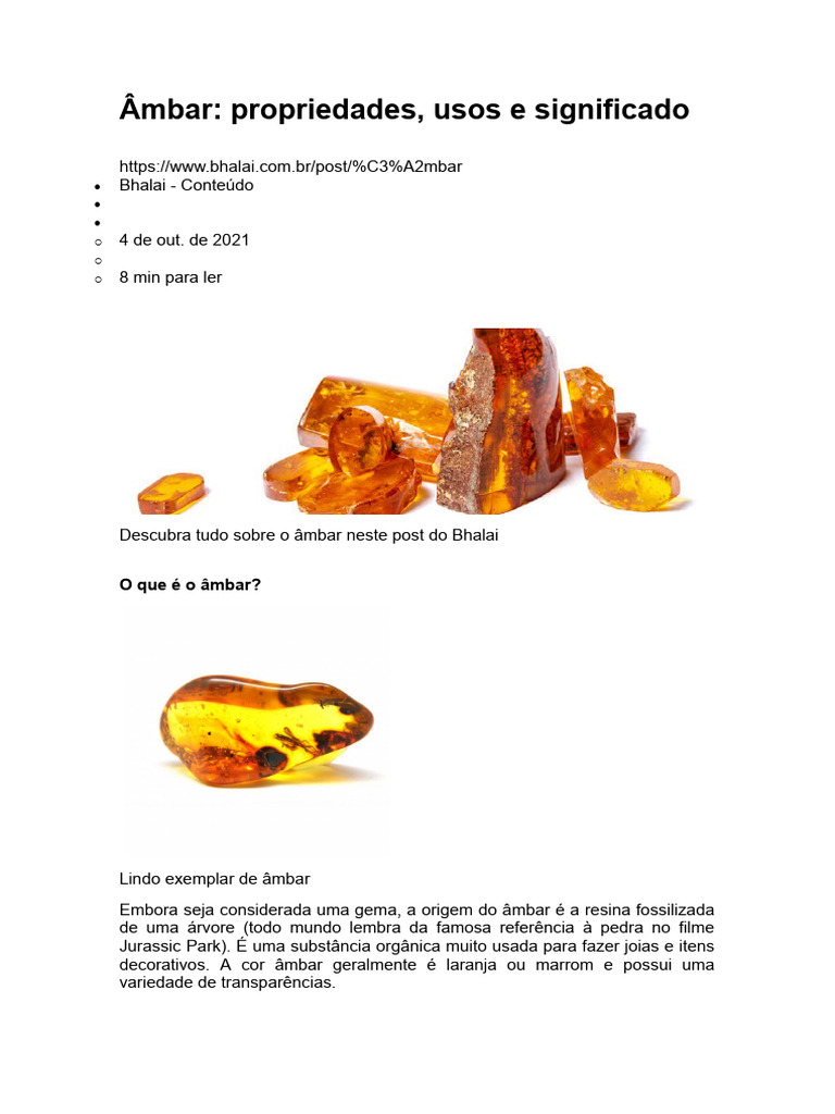 Conheça o Significado e As Propriedades Do Âmbar | PDF | Âmbar | Cor