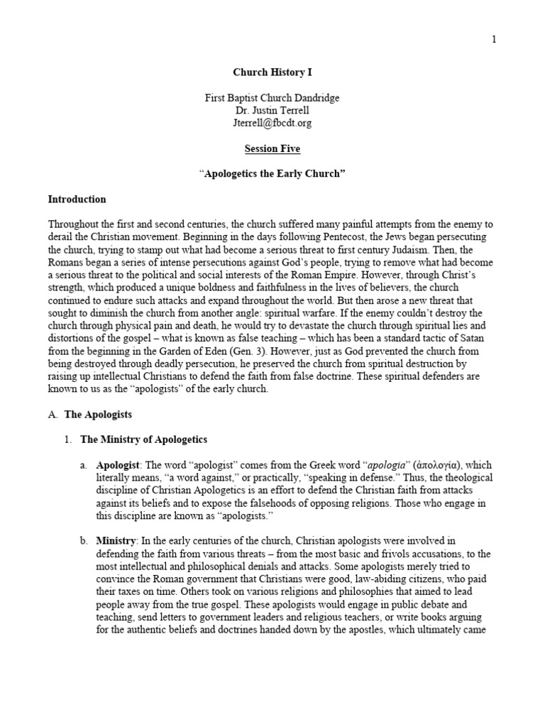 Early Church Apologetics & Defenders | PDF | Christian Apologetics ...