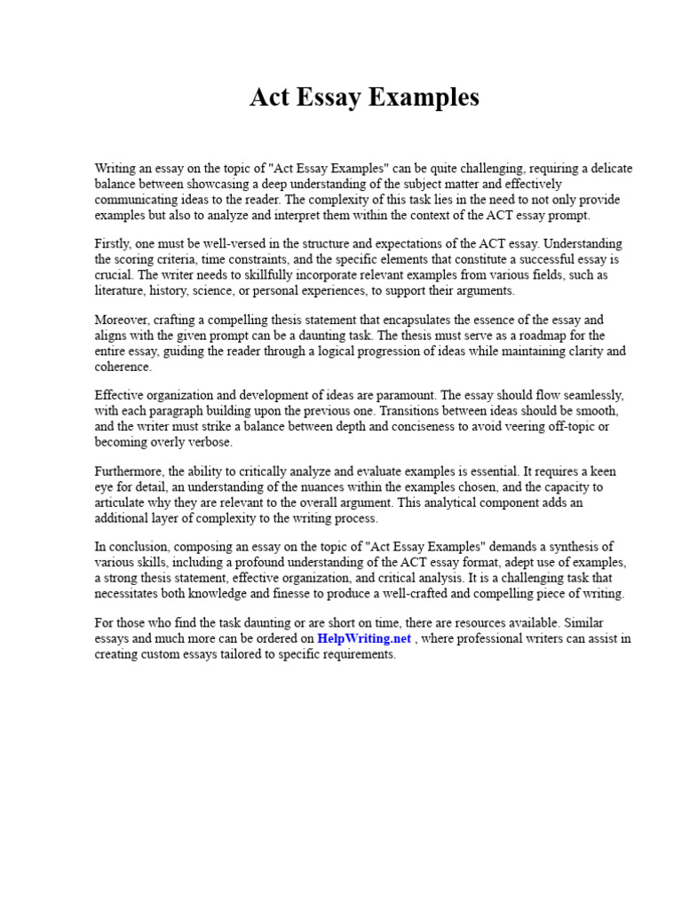 Act Essay Examples | PDF | Cholesterol | Batman