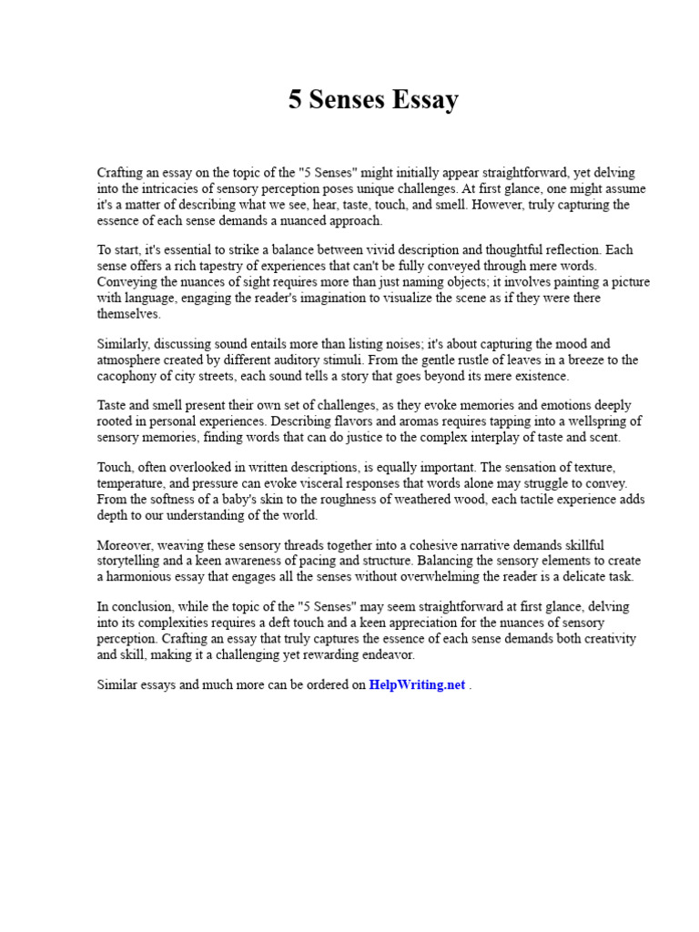 5 Senses Essay | PDF | Yield (Finance) | Socialism