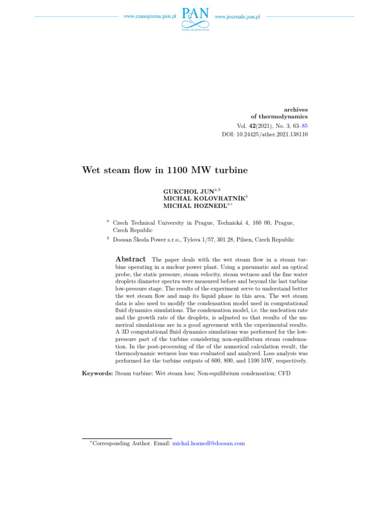 Wet Steam Flow in 1100 MW Turbine | PDF | Nucleation | Steam