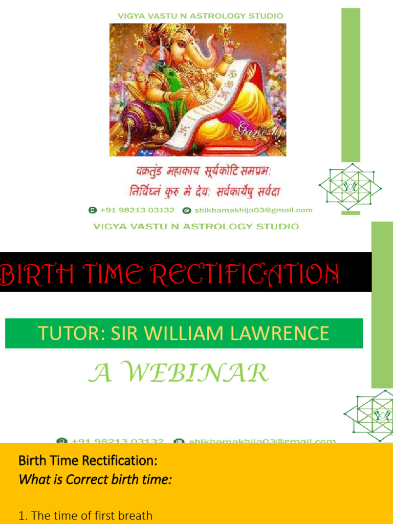 Birth Time Rectification (Webinar) - FINAL | PDF | Divination | Astronomy