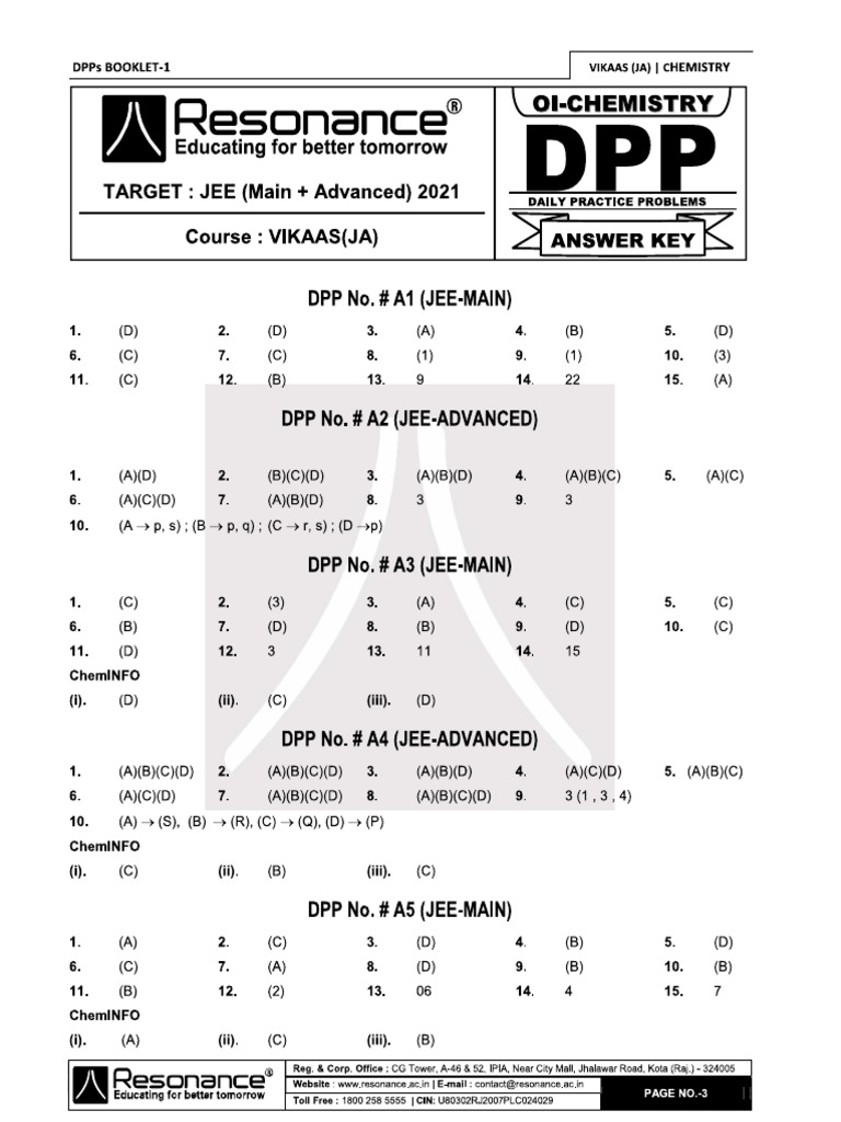 DPP Module 1 Answer Key (A1-A10) Organic Chemistry | PDF