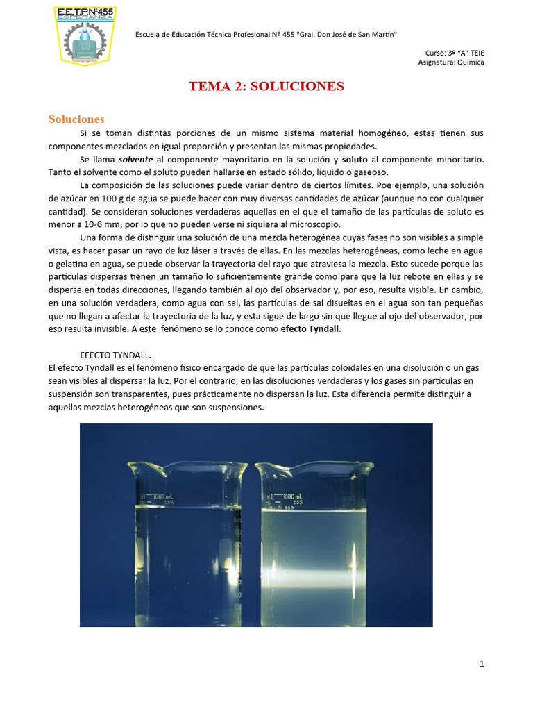 Apunte. TEMA 2 SOLUCIONES | PDF | Concentración | Mezcla