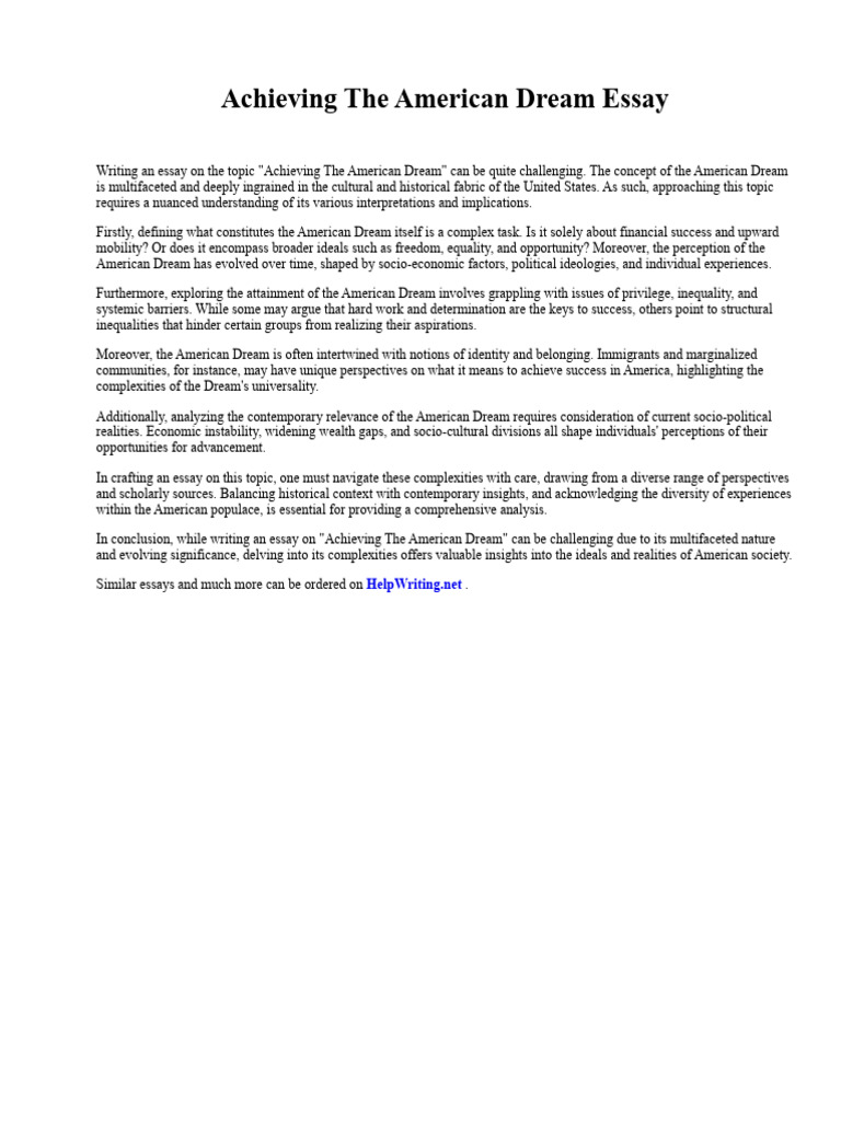 Achieving The American Dream Essay | Download Free PDF | Magnet | Magnetism