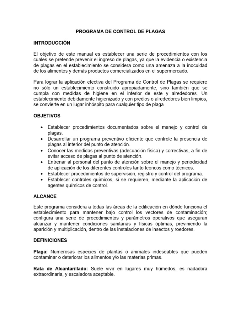 Programa de Control de Plagas | Descargar gratis PDF | Plaga (organismo)