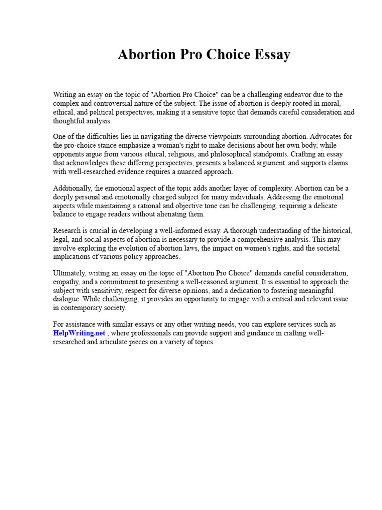 Abortion Pro Choice Essay | Download Free PDF | Rock (Geology) | School ...