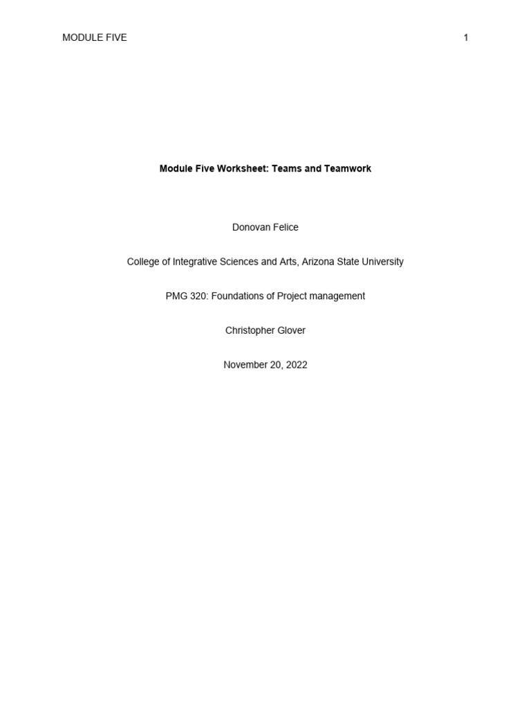 Module 5 Worksheet - Teams and Teamwork | PDF