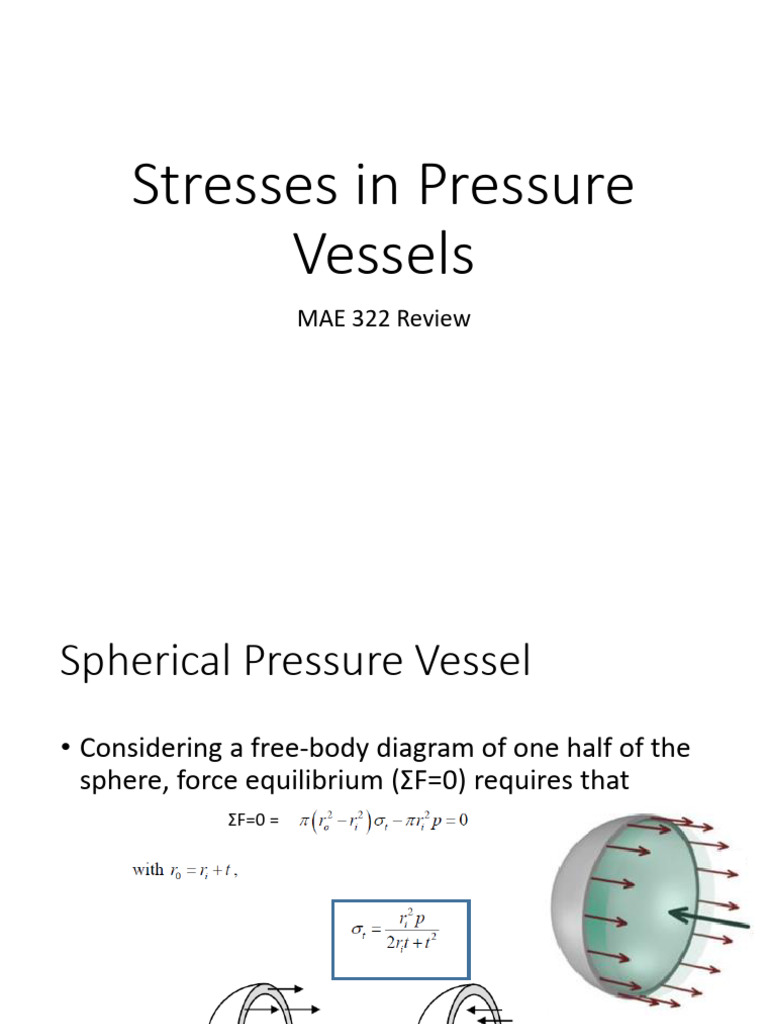 Pressure Vesselsreview MAE322 | PDF | Physical Sciences | Continuum Mechanics