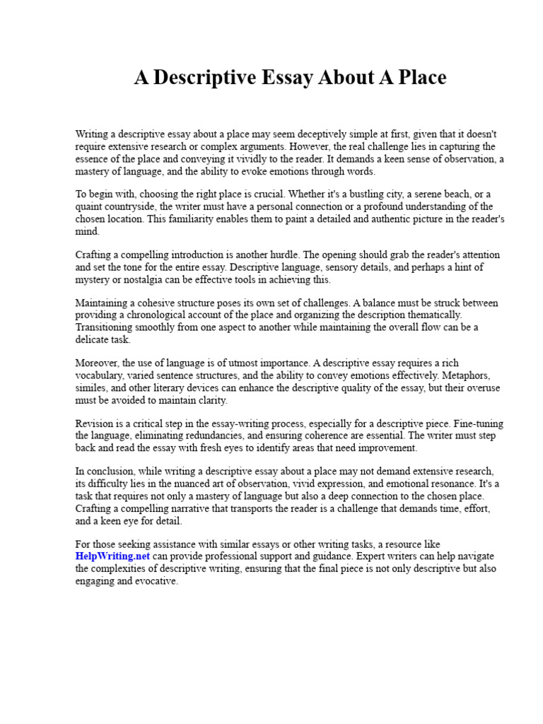 Writing a Descriptive Essay Guide | PDF | Plato