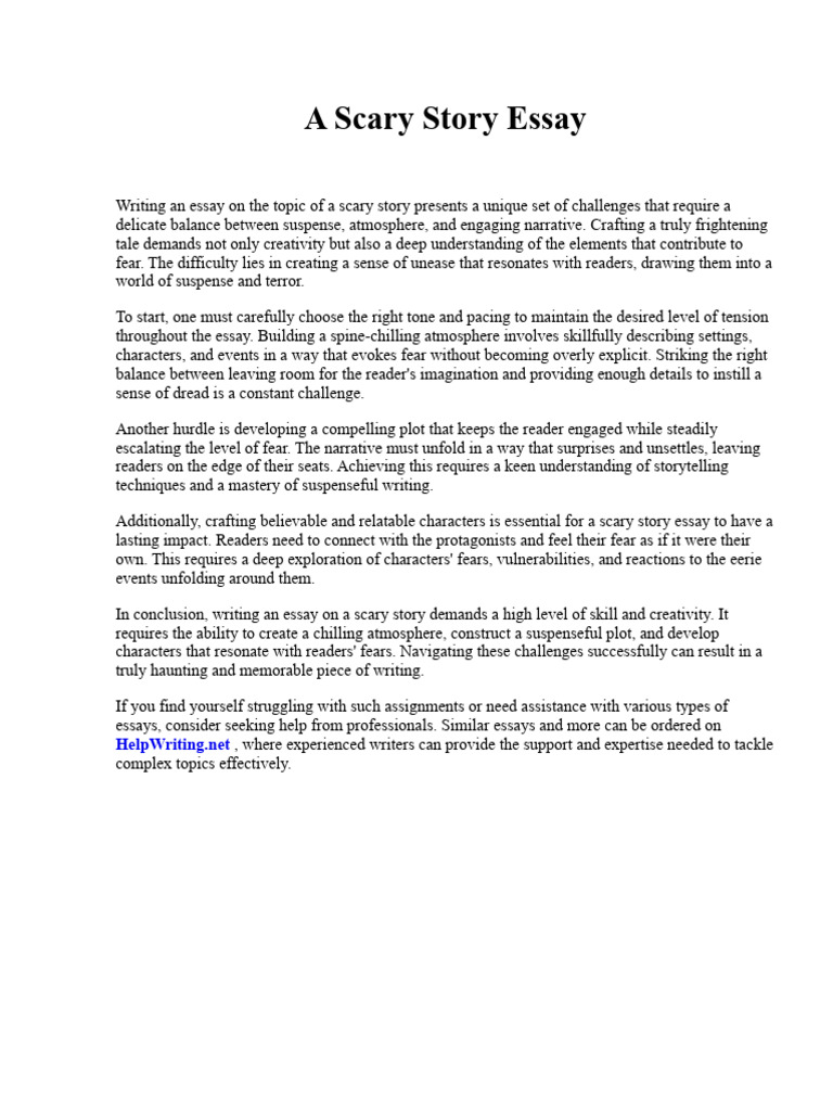 A Scary Story Essay | PDF | Telescopic Sight | Juvenile Delinquency