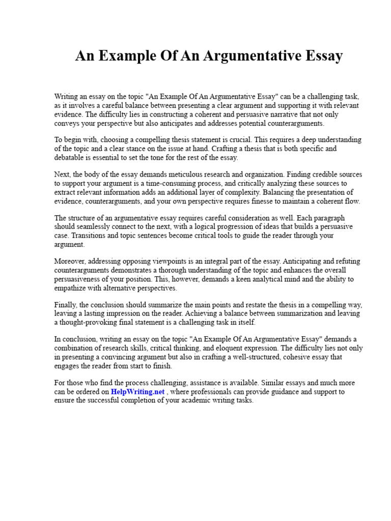 An Example of An Argumentative Essay | PDF | Unidentified Flying Object ...