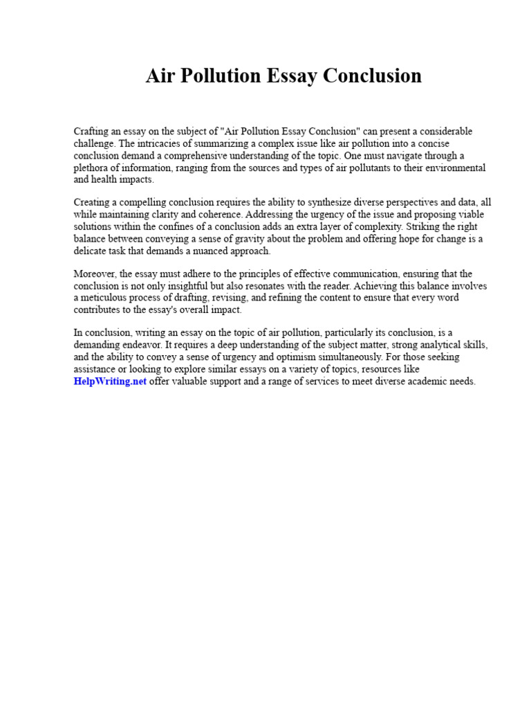 Air Pollution Essay Conclusion | PDF | Dietary Supplements | Prison