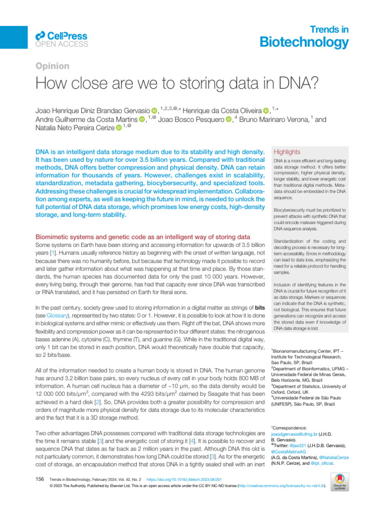 DNA Data Storage: Current Challenges | PDF | Dna Sequencing | Dna