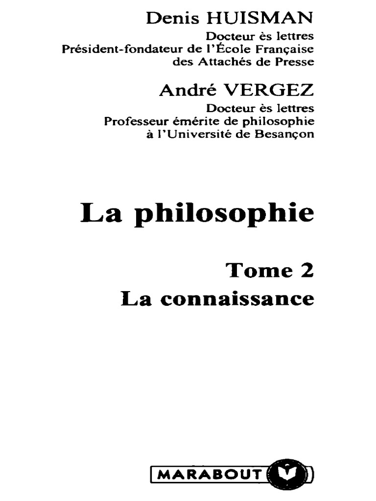 La Connaissance - Huisman-Vergez | PDF