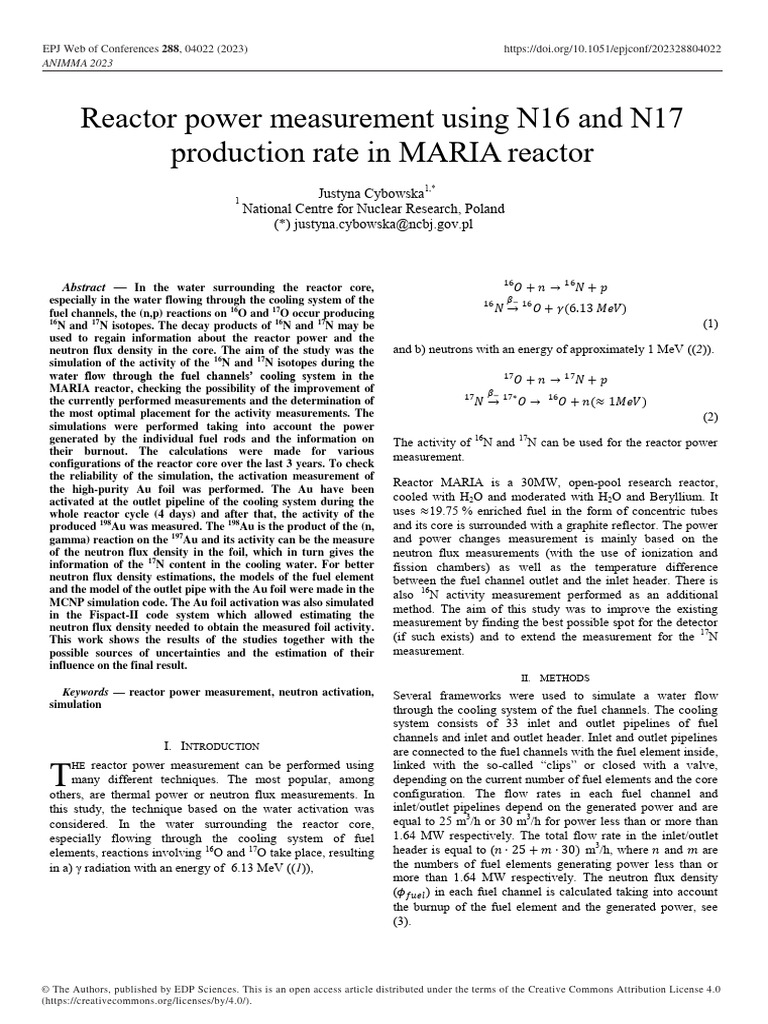 Reactor_power_measurement_using_N16_and_N17_produc | PDF | Nuclear ...
