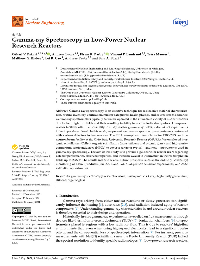 Gamma-Ray Spectroscopy in Low-Power Nuclear Resear | PDF | Gamma Ray ...