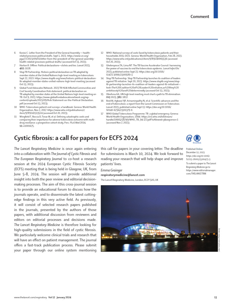 ECFS 2024 Cystic Fibrosis Call for Papers | PDF | Tuberculosis | World Health Organization