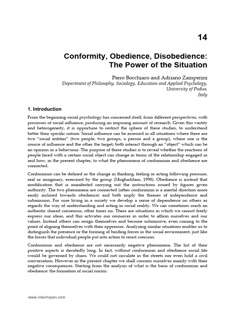 Conformity Obedience Disobedience - The - Power - of - The - Situation ...