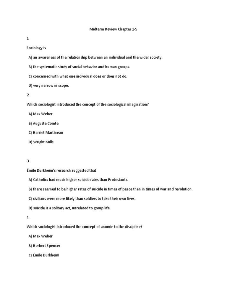 Midterm Review General Sociology | PDF