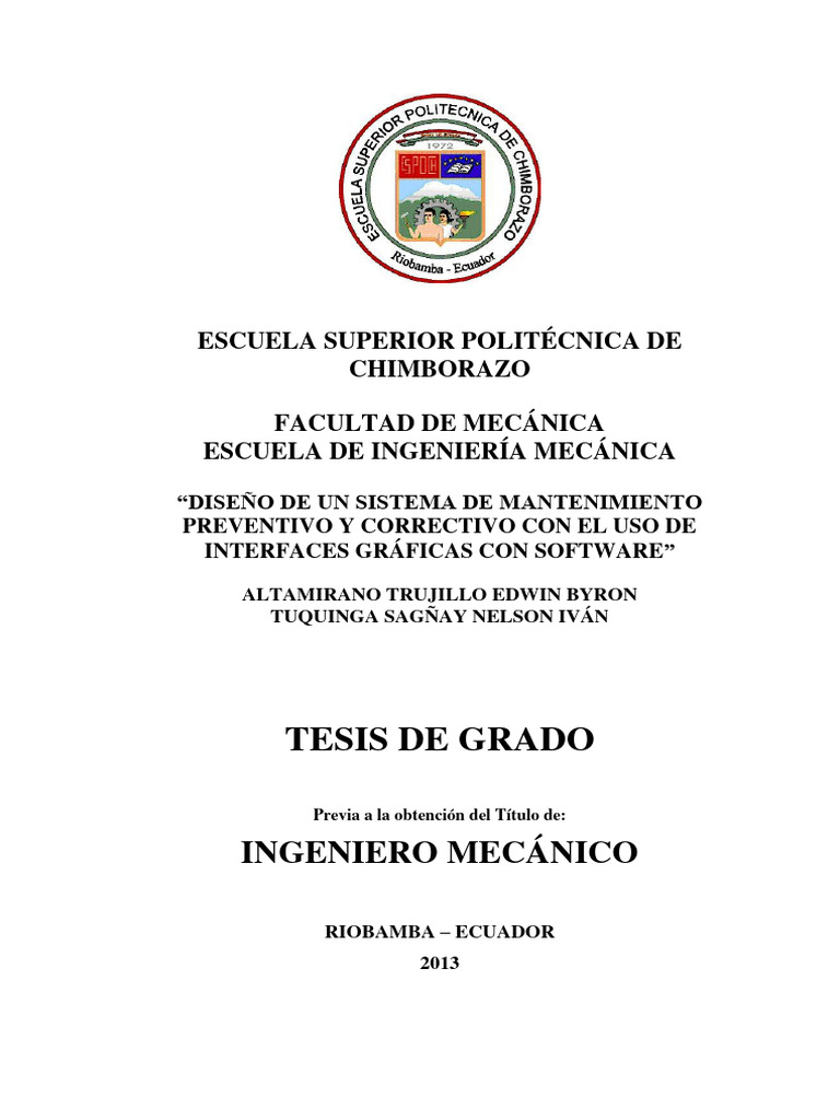 Diseño de Un Sistema de Mantenimiento Preventivo y Correctivo Con El ... Diseño de Un Sistema de Mantenimiento Preventivo y Correctivo Con El ...
