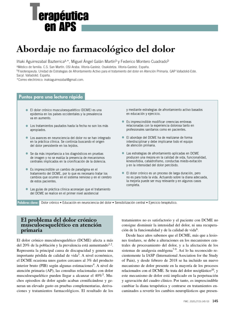 Abordaje No Farmacologico Dolor | PDF | Dolor | Neurociencia