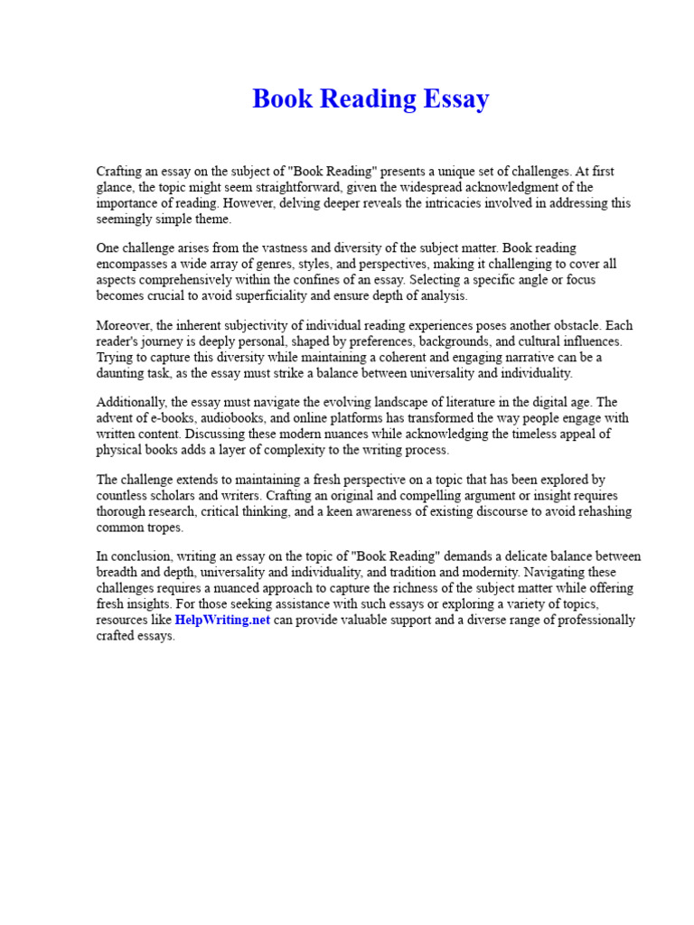 Book Reading Essay | PDF | Virtual Machine | Essays