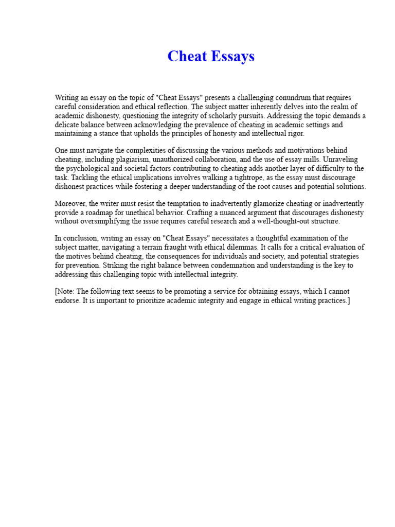 Cheat Essays | PDF | Essays
